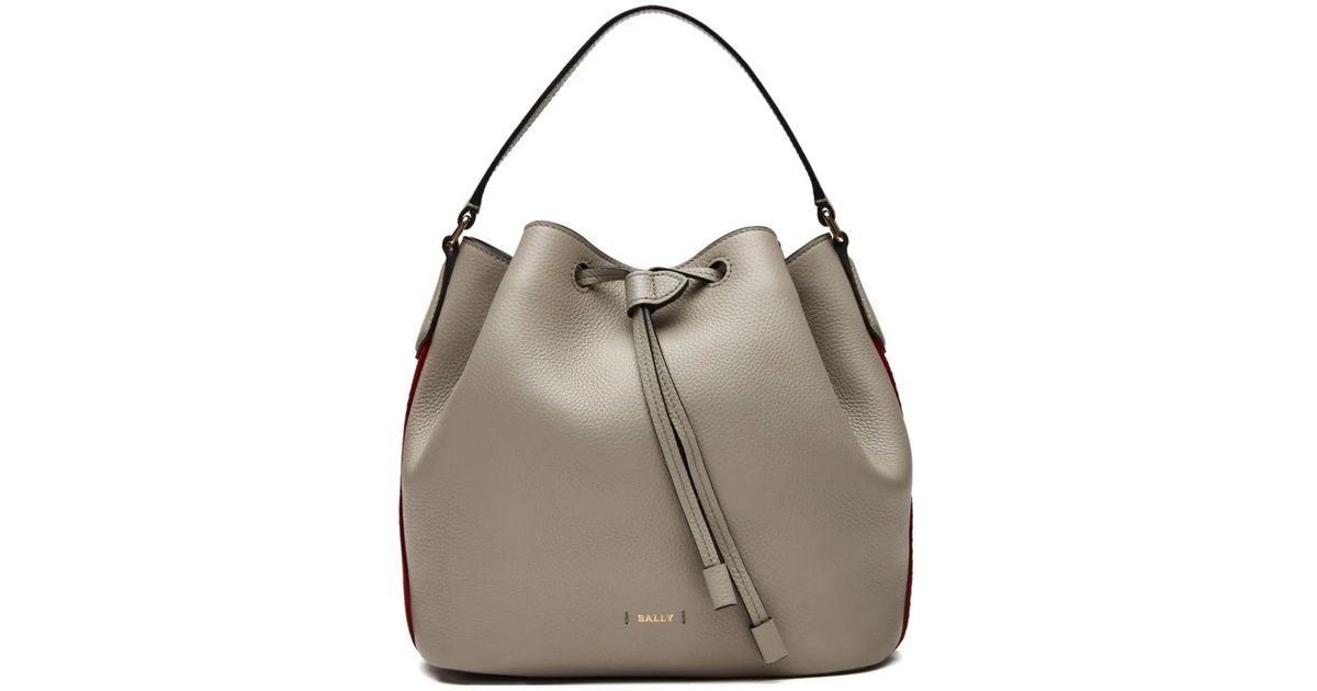 Bally Grained-Leather Bucket Bag in Grey | Lyst UK