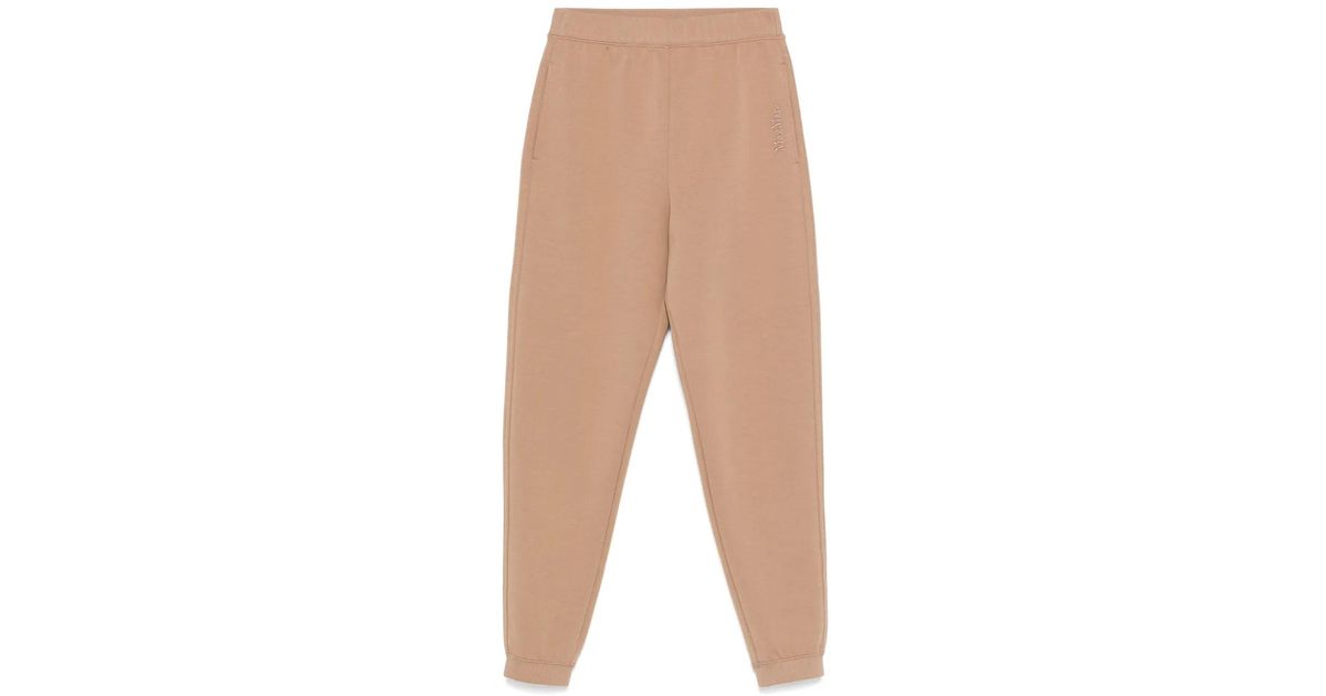 Max Mara Logo-Embroidered Track Pants in Natural | Lyst