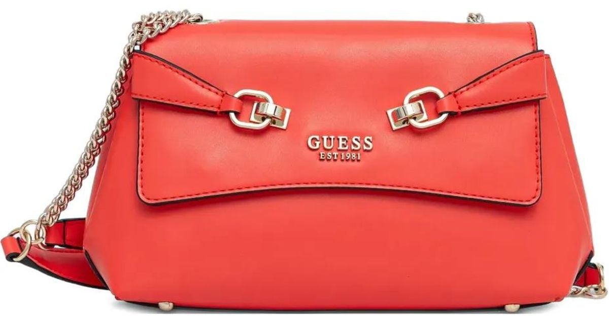 Guess Chain-Strap Flap Shoulder Bag in Red | Lyst