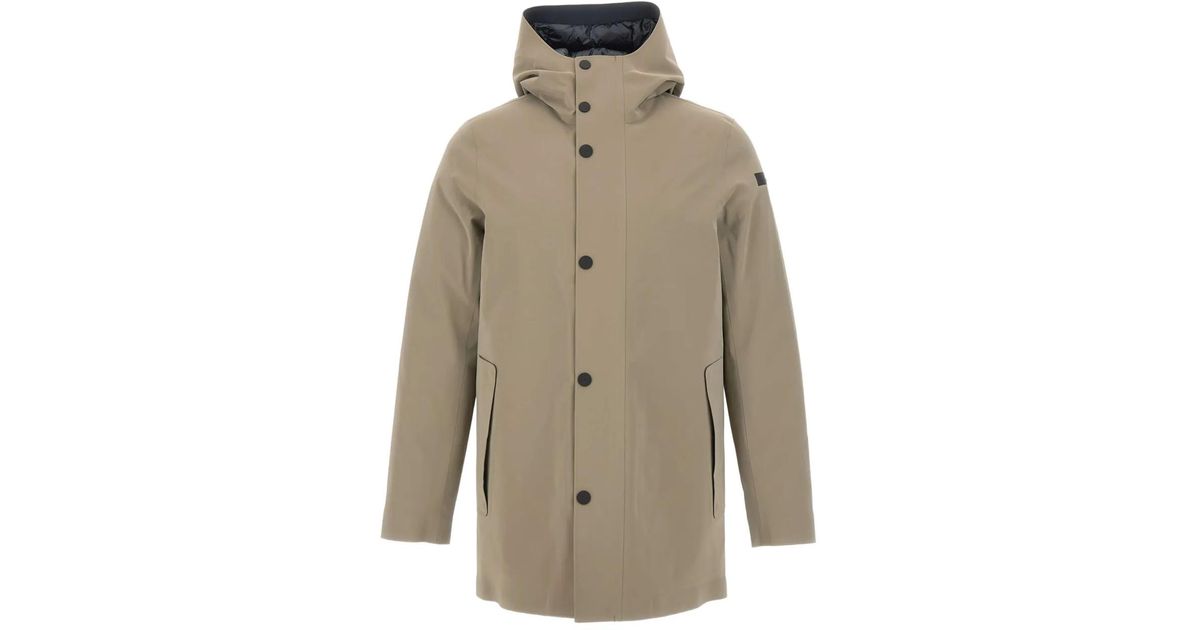 Rrd Hooded Button-Fastening Coat in Natural for Men | Lyst UK