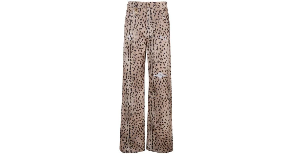 Amiri Animal-Print Wide-Leg Jeans in Natural | Lyst UK