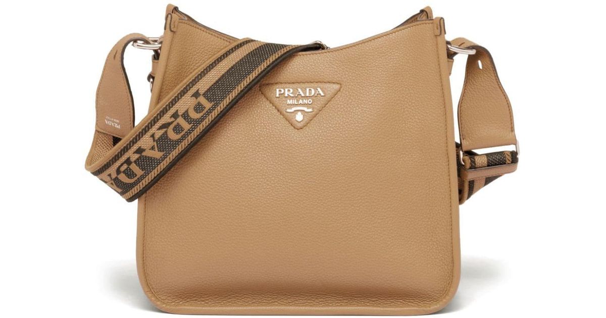 Prada Leather Hobo Bag in Natural | Lyst