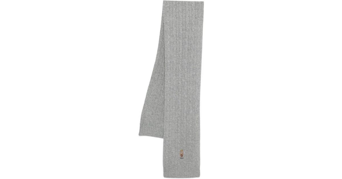 Polo Ralph Lauren Polo Bear Cable-Knit Scarf in Grey for Men | Lyst UK