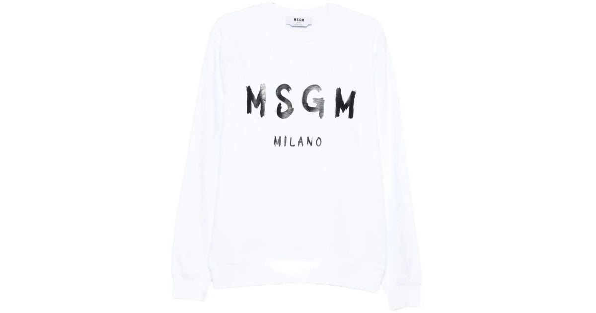 MSGM Logo Sweatshirt in White for Men | Lyst UK