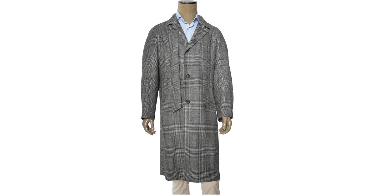 Kiton Prince Of Wales Single-Breasted Coat in Grey for Men | Lyst UK