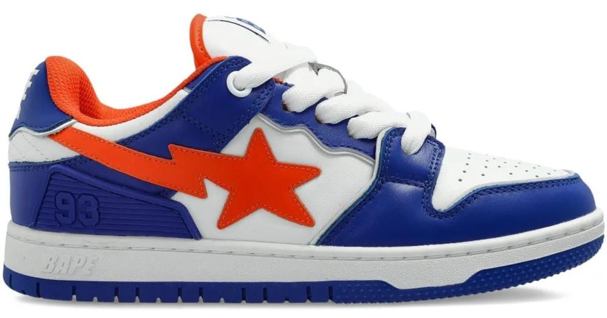 A Bathing Ape Bape Sta #3 Star-Patch Leather Sneakers in Blue | Lyst