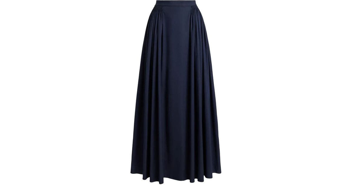 Polo Ralph Lauren Pleated Faille Maxi Skirt in Blue | Lyst UK