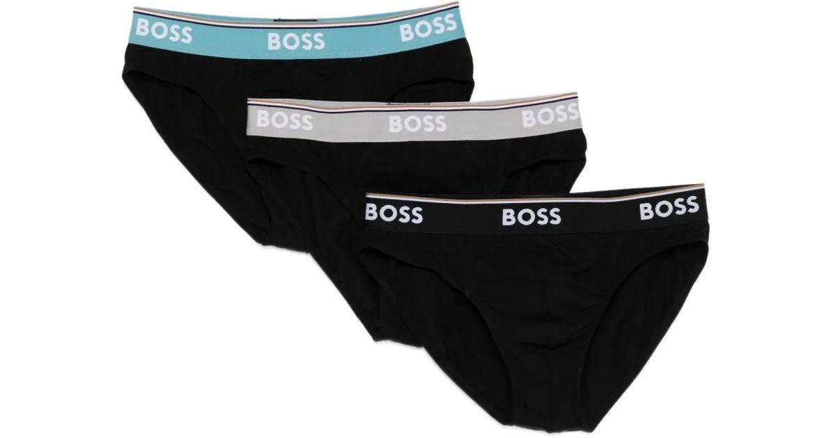 BOSS Logo Briefs (Set Of Three) in Black for Men | Lyst