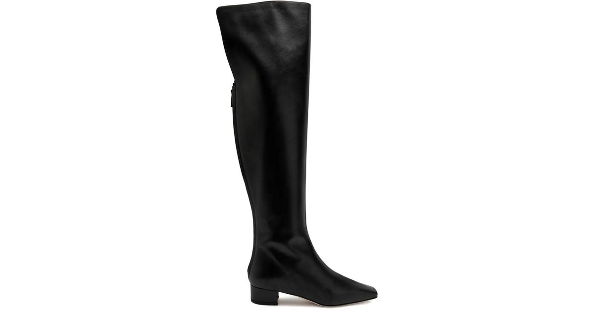 Manolo Blahnik Gore Leather Over-The-Knee Boots in Black | Lyst