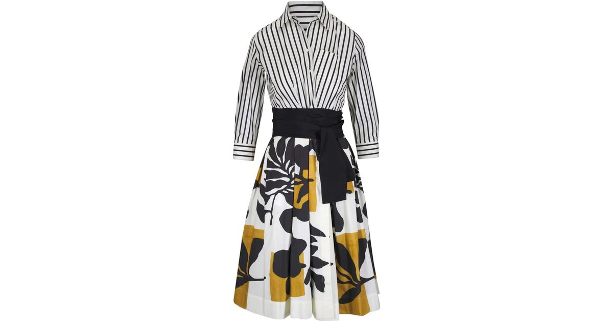 Sara Roka Panelled Midi Dress in White | Lyst