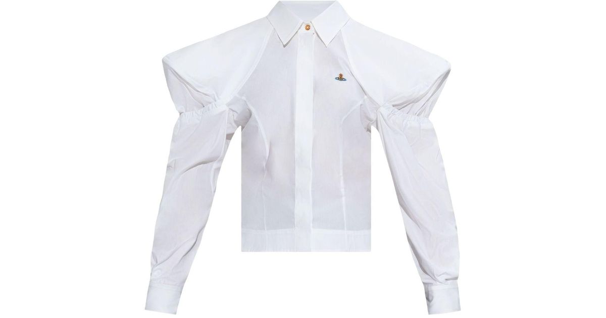 Vivienne Westwood Signature Orb Logo-Embroidered Cotton Shirt in White | Lyst