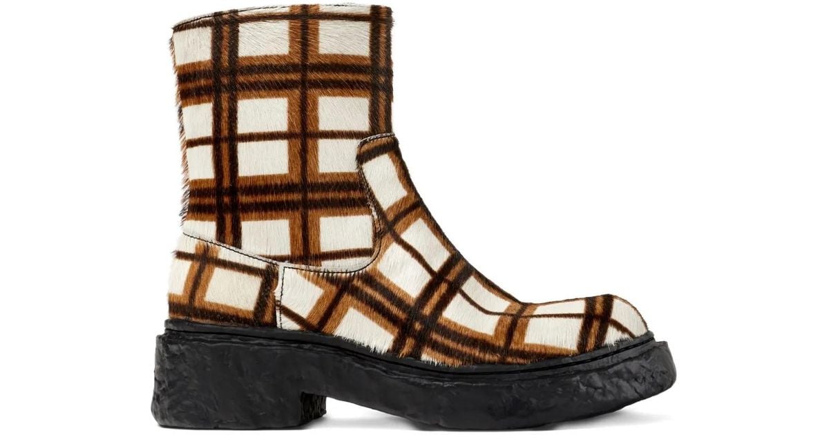 CAMPERLAB Vamonos Checked Zip Boots in Brown | Lyst