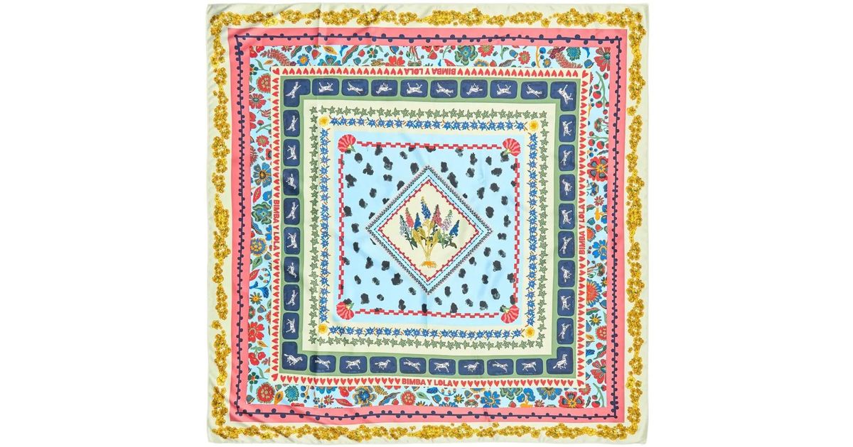 Bimba Y Lola Floral-Print Scarf in Blue | Lyst UK