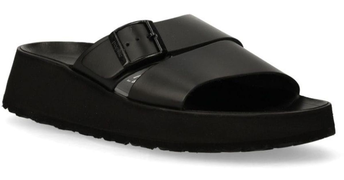 Birkenstock Almina Leather Slides in Black | Lyst