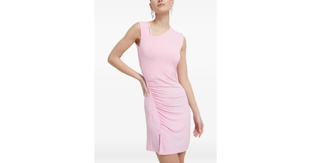 HUGO Asymmetric Logo-Detail Mini Dress in Pink | Lyst UK