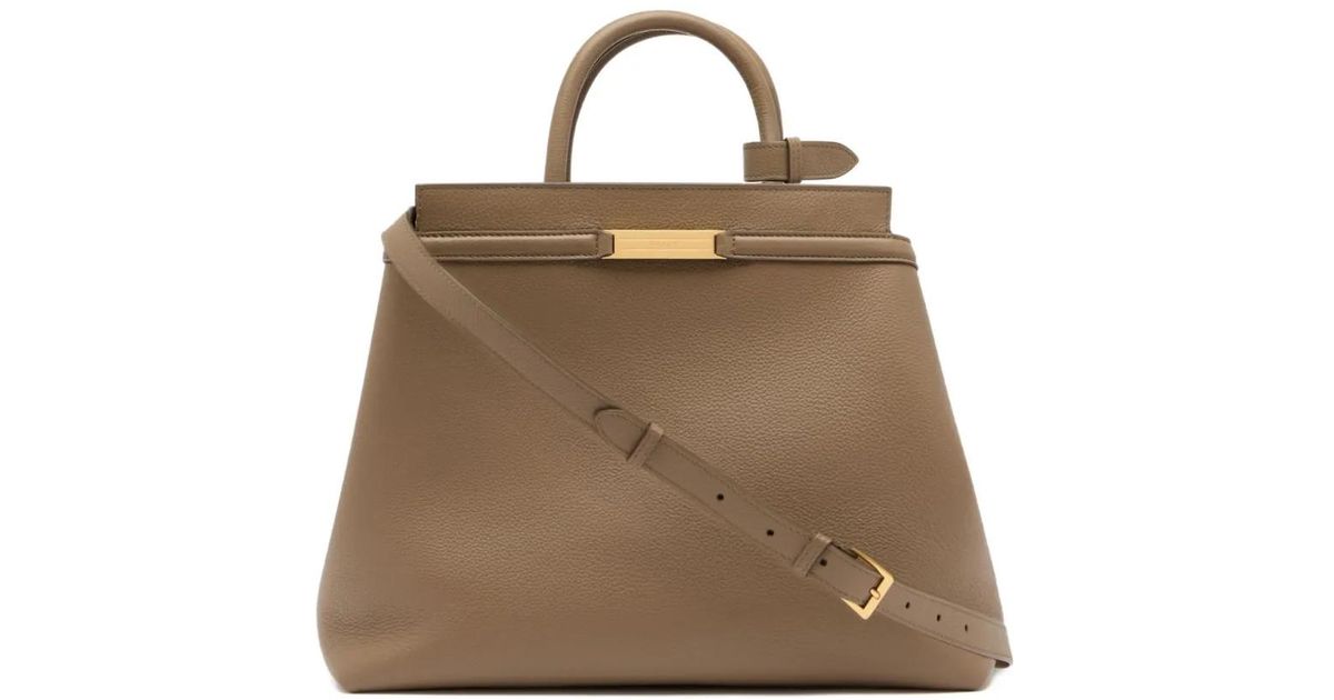 Bally Deco Grained-Leather Tote Bag in Natural | Lyst UK