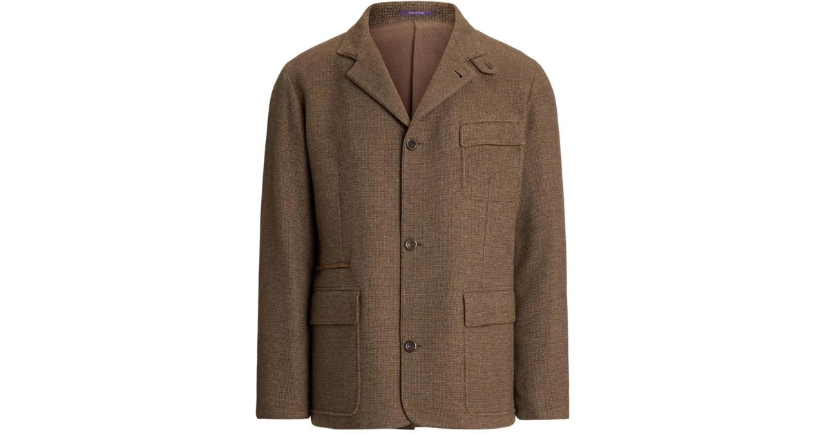 Ralph Lauren Textured Weave Coat in Brown for Men | Lyst