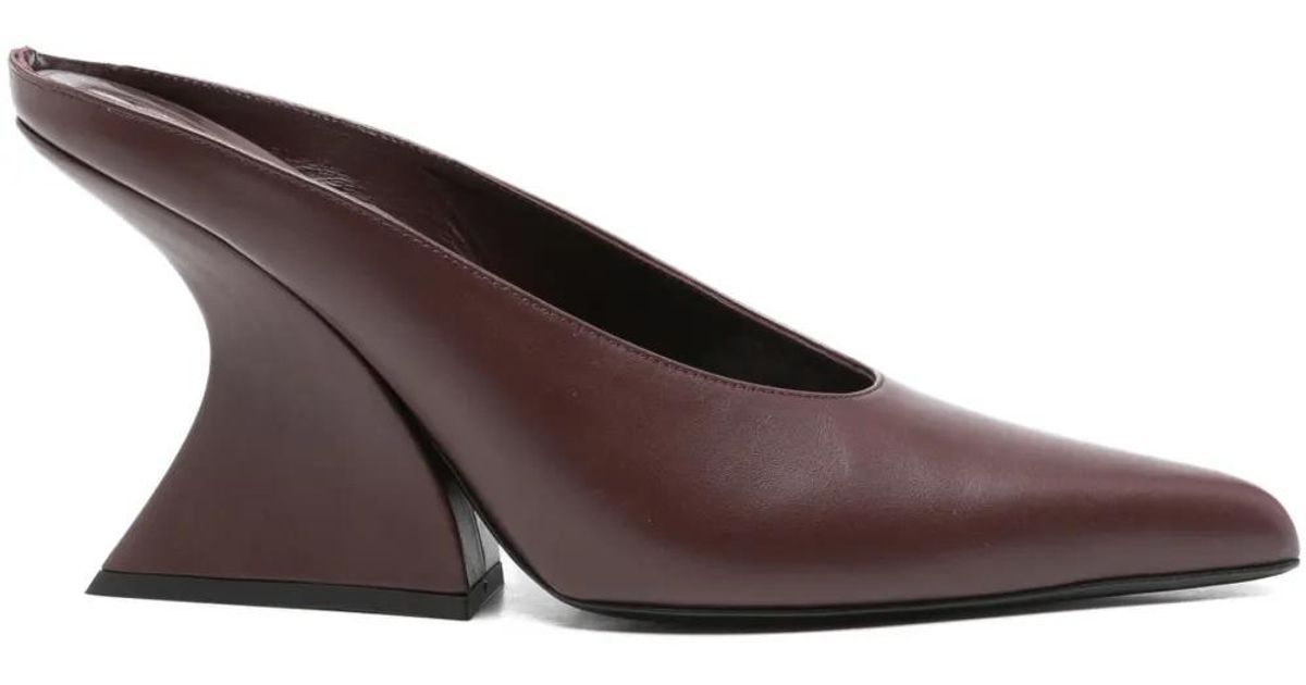 Mugler 100Mm Sculpted-Heel Pointed-Toe Mules in Brown | Lyst