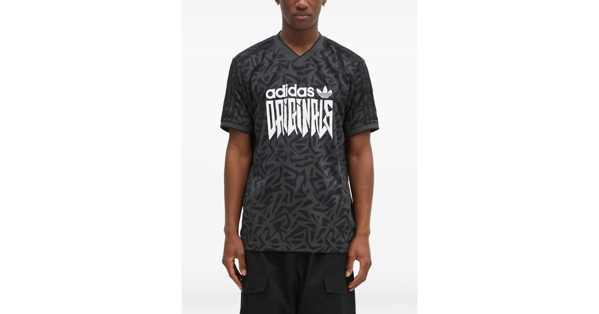 adidas Abstract-Print V-Neck T-Shirt in Black for Men | Lyst UK