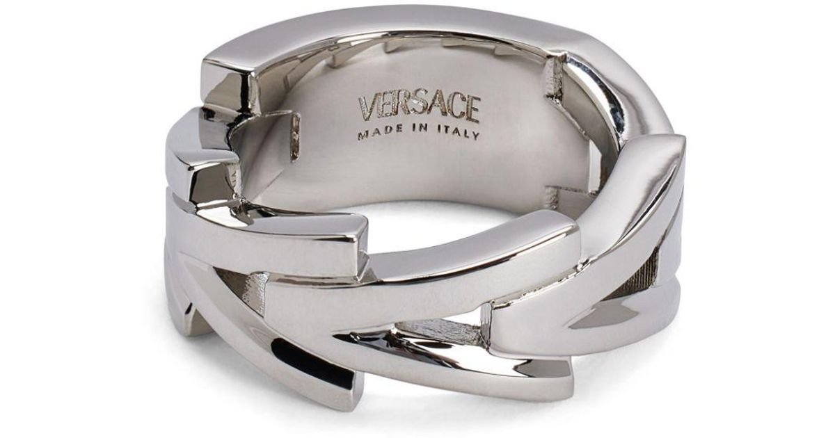 Versace Chain-Link Ring in White | Lyst
