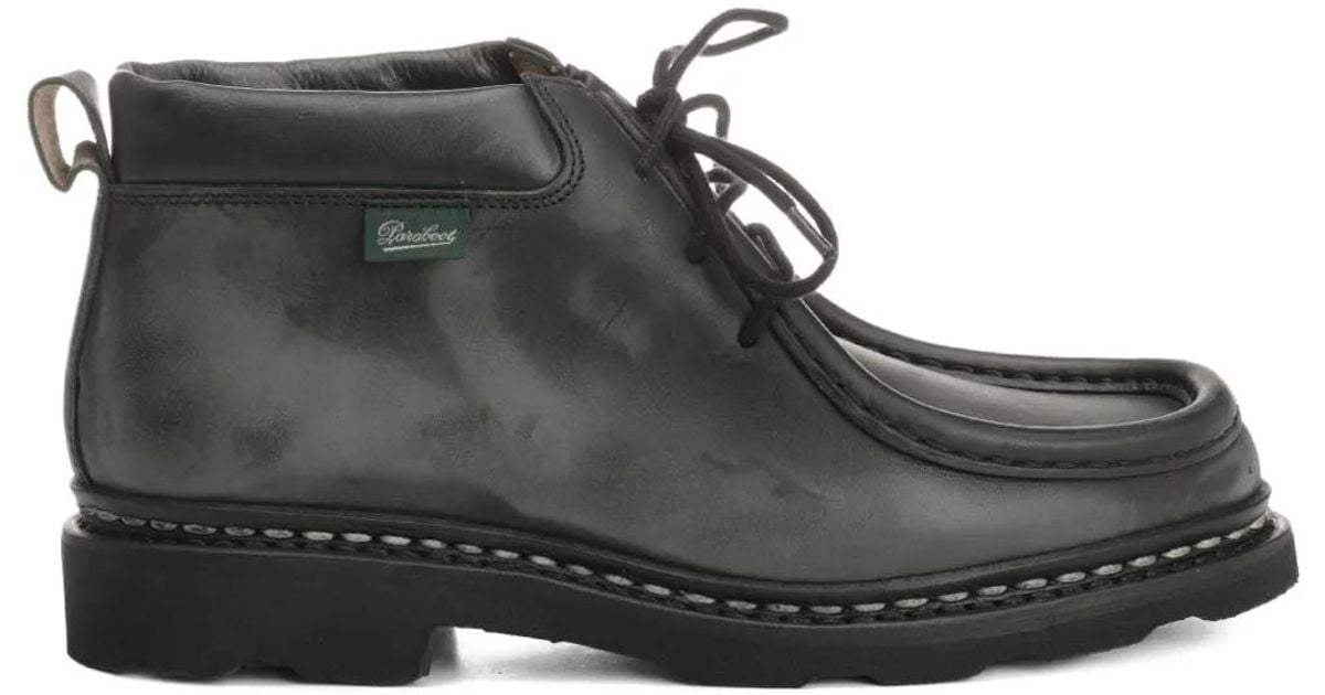 Paraboot Leather Lace-Up Ankle Boots in Black | Lyst