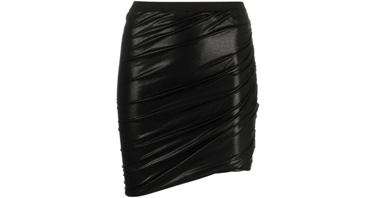 Rick Owens Jade High-Shine Draped Miniskirt in Black | Lyst UK