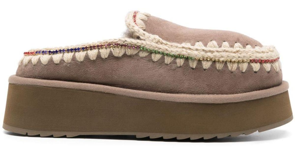Mou Clog Eskimo Slippers in Brown | Lyst