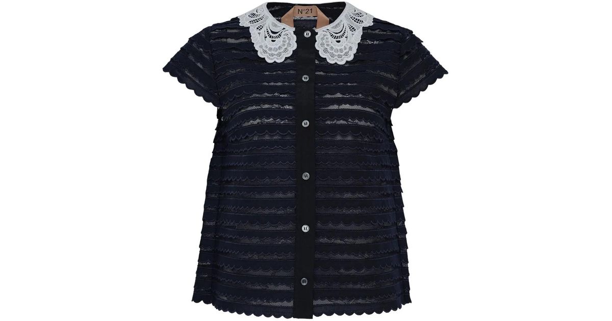 N°21 Peterpan Collar Scallop Top in Blue | Lyst UK