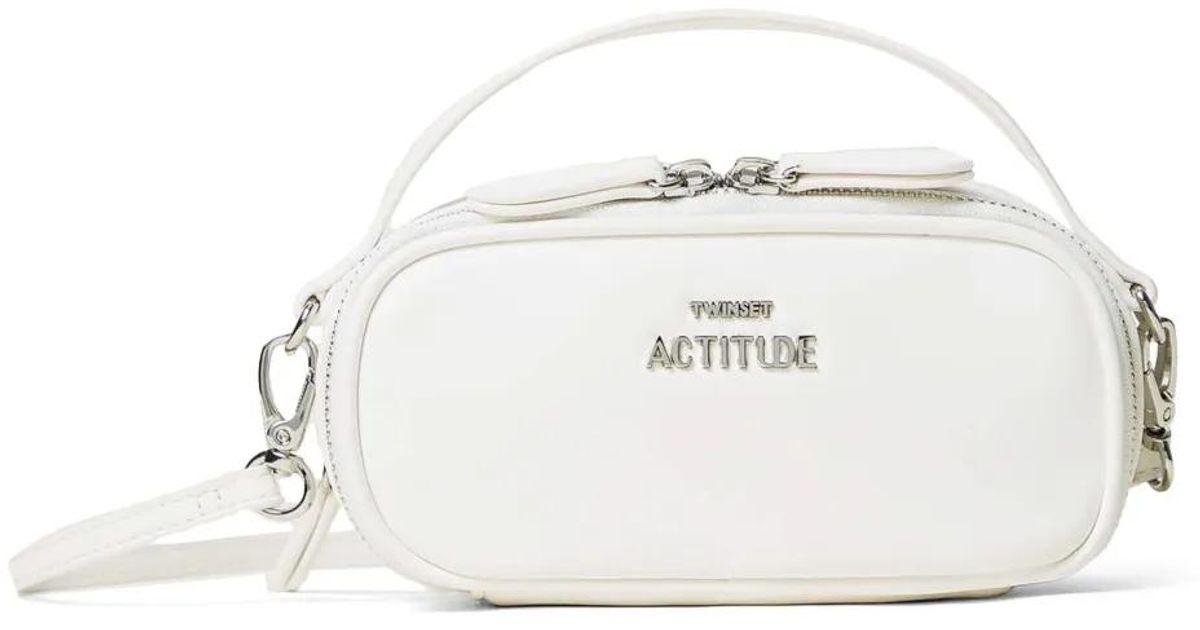 Twinset Mini Logo-Embellished Shoulder Bag in White | Lyst