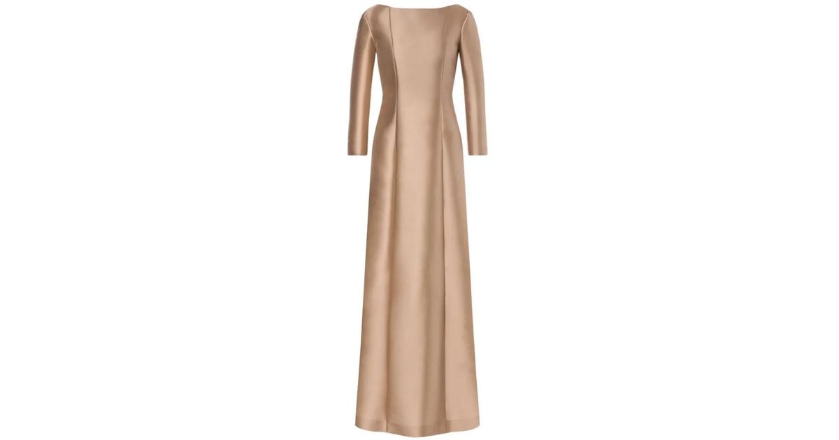 Alberta Ferretti Long-Sleeve Evening Dress in Natural | Lyst UK