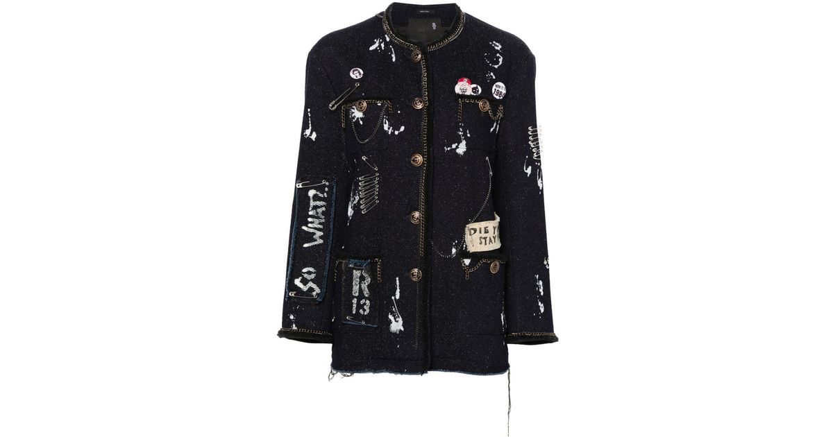 R13 Chain-link Paint-splatter Jacket in Black | Lyst Australia