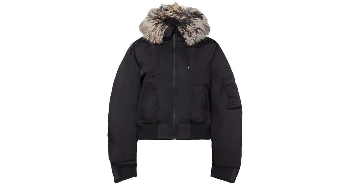 adidas Faux Fur-Trimmed Bomber Jacket in Blue | Lyst UK