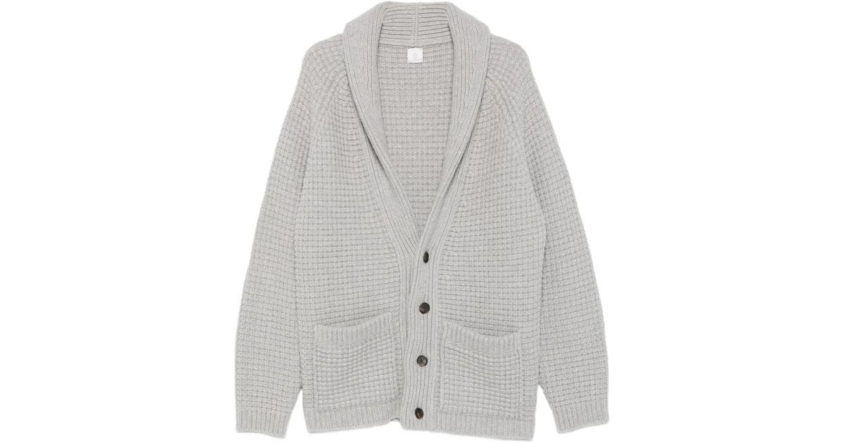 Eleventy Waffle-Knit Shawl-Collar Cardigan in Grey for Men | Lyst UK
