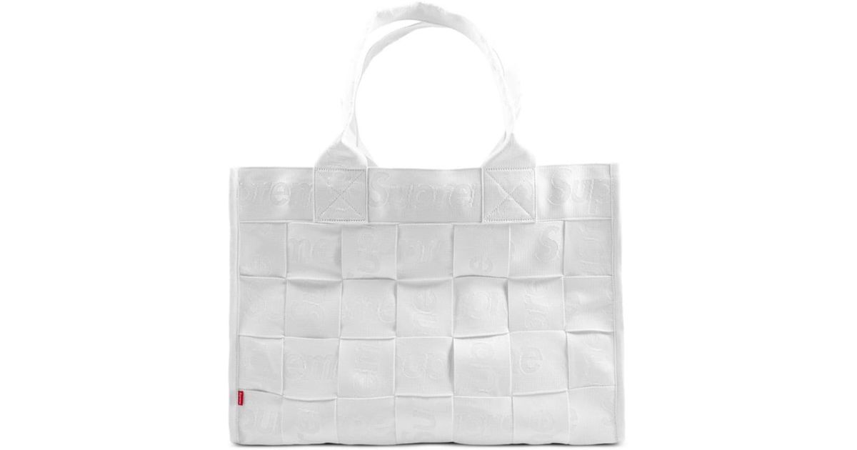 Supreme Large Woven Tote Bag in White | Lyst Supreme Large Woven Tote Bag in White | Lyst