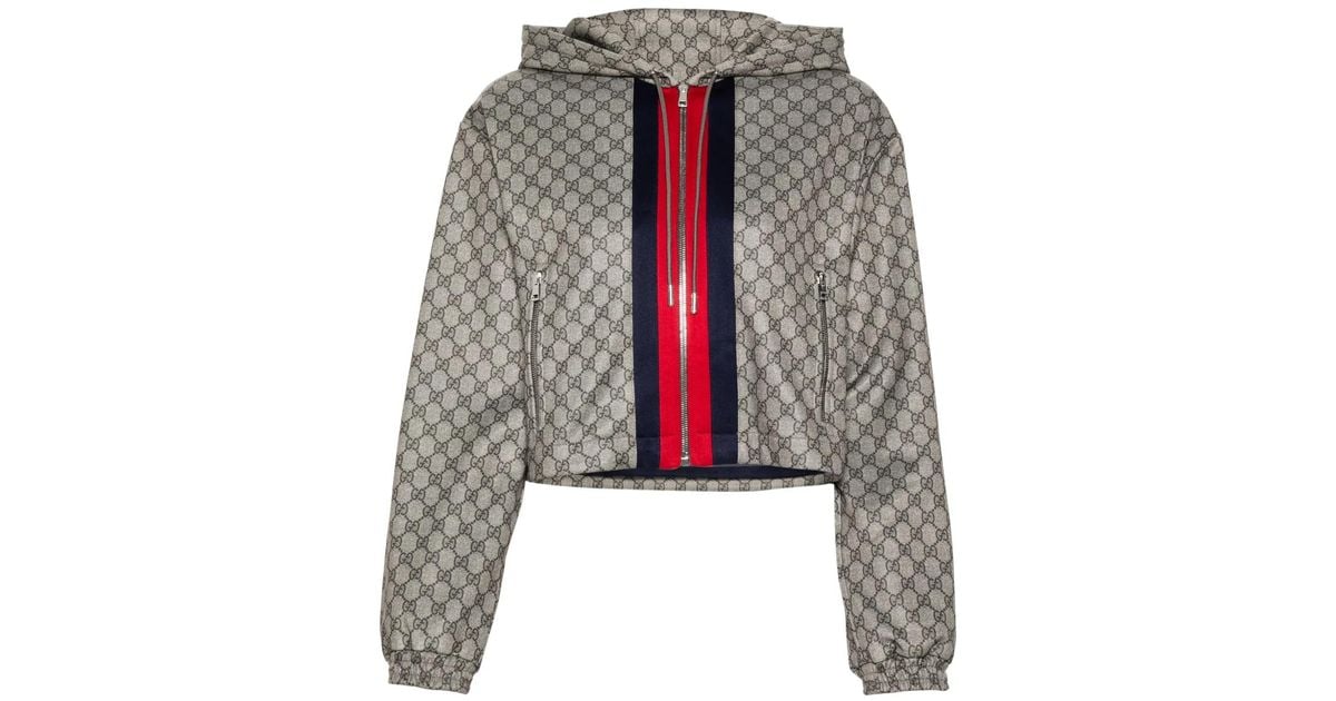 Gucci Gg Technical Jersey Zip Jacket in Brown | Lyst