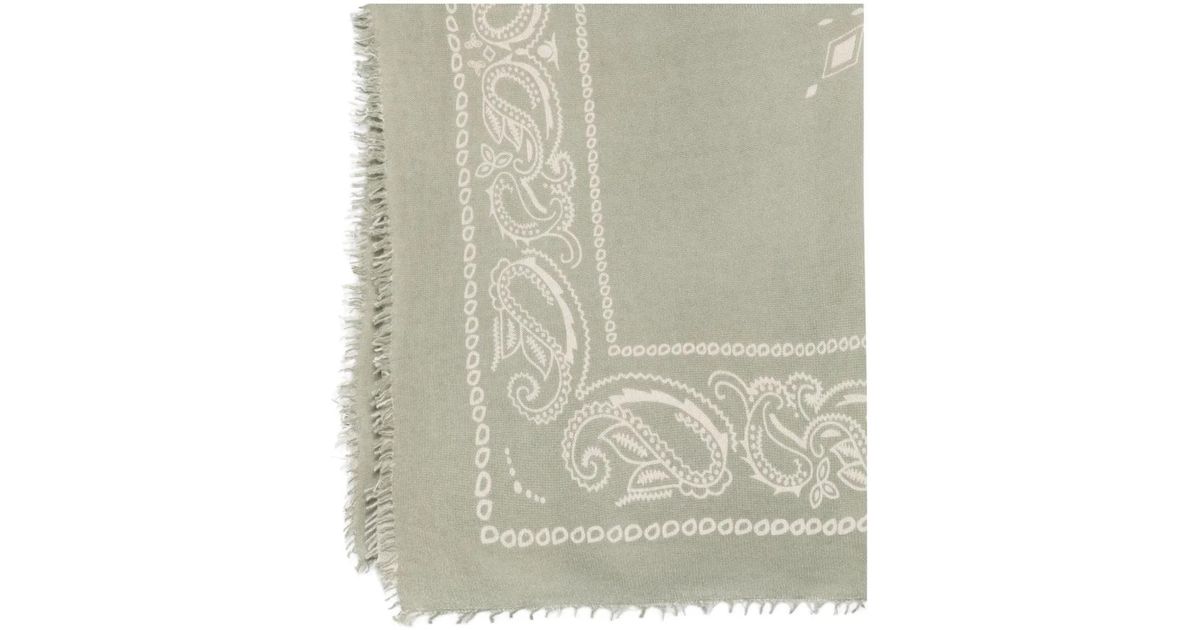 Liska Paisley-Print Frayed-Edge Scarf in Natural | Lyst