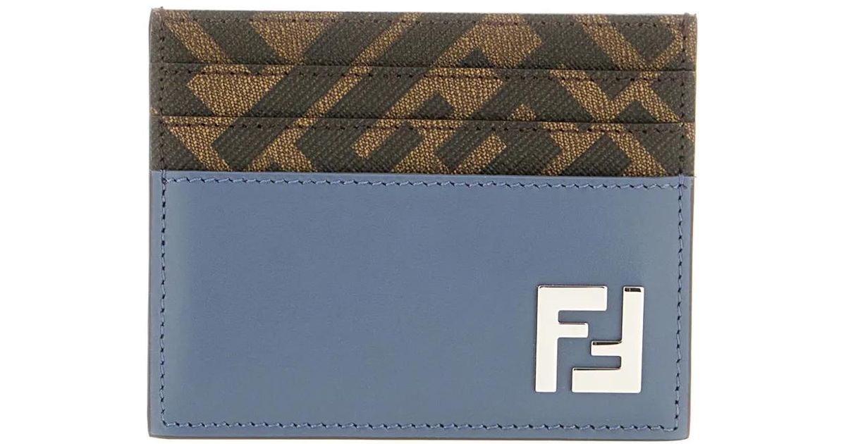 Fendi Ff-Logo Cardholder in Blue for Men | Lyst UK