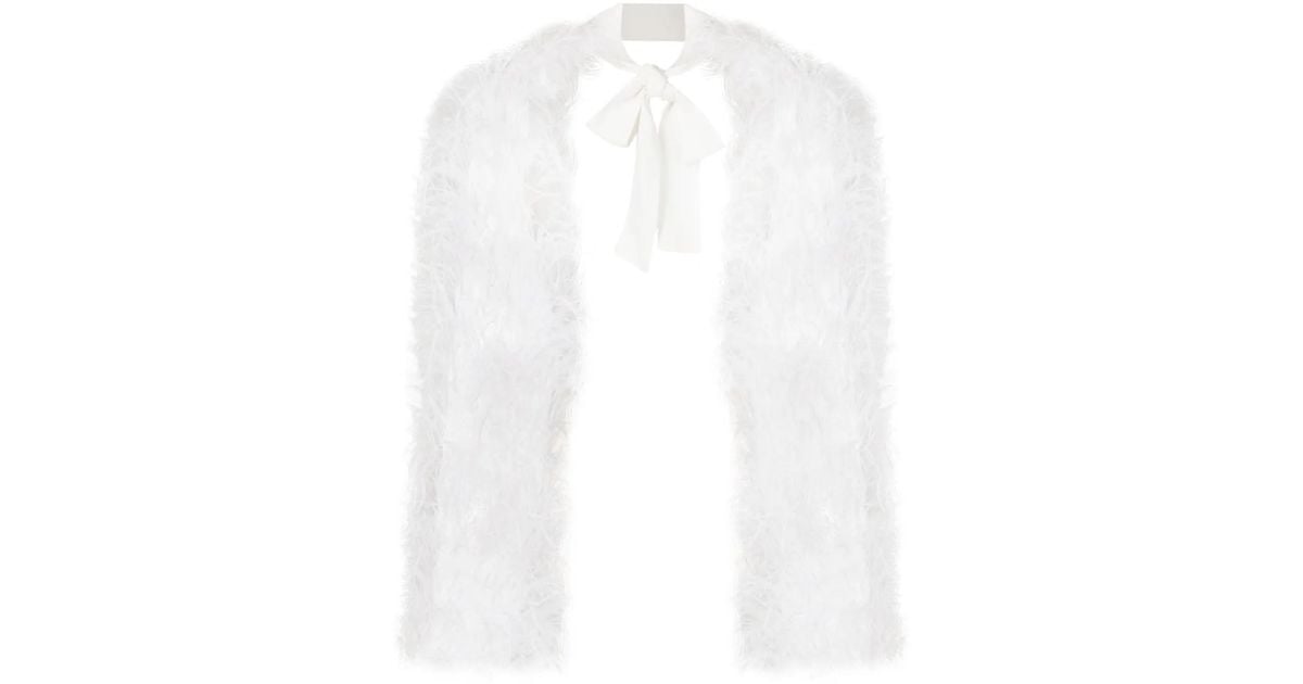 Cult Gaia Audrey Feather-Trim Bolero Jacket in White | Lyst