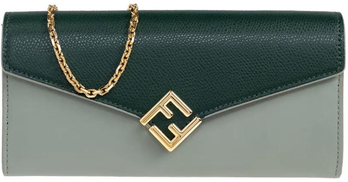 Fendi Chain-Strap Leather Mini Bag in Green | Lyst