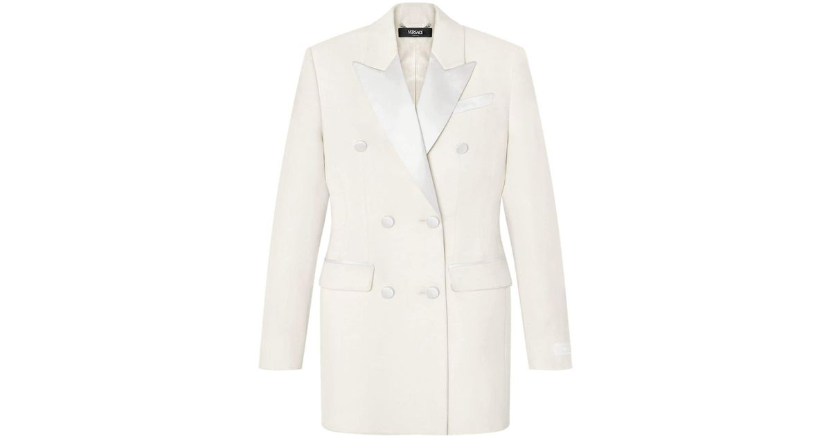 Versace Hourglass Tuxedo Blazer in White | Lyst Versace Hourglass Tuxedo Blazer in White | Lyst
