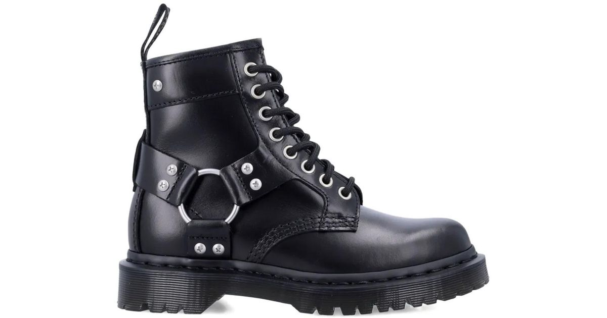 Dr. Martens 1460 Harness Leather Lace-Up Boots in Black | Lyst UK