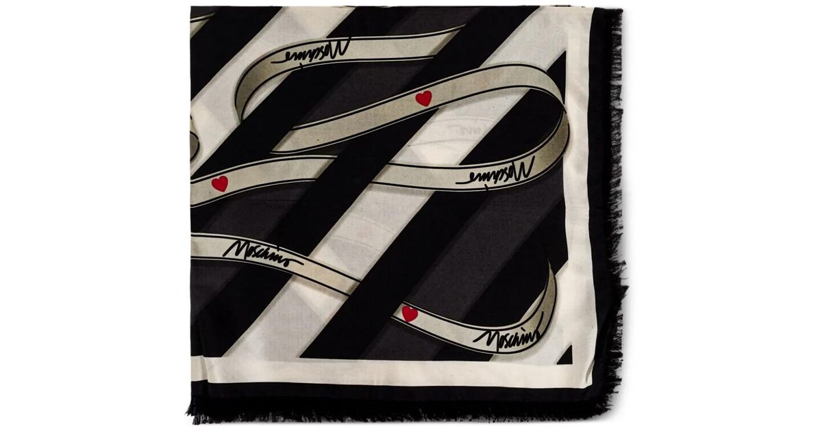 Moschino Striped Silk Scarf in Black | Lyst UK