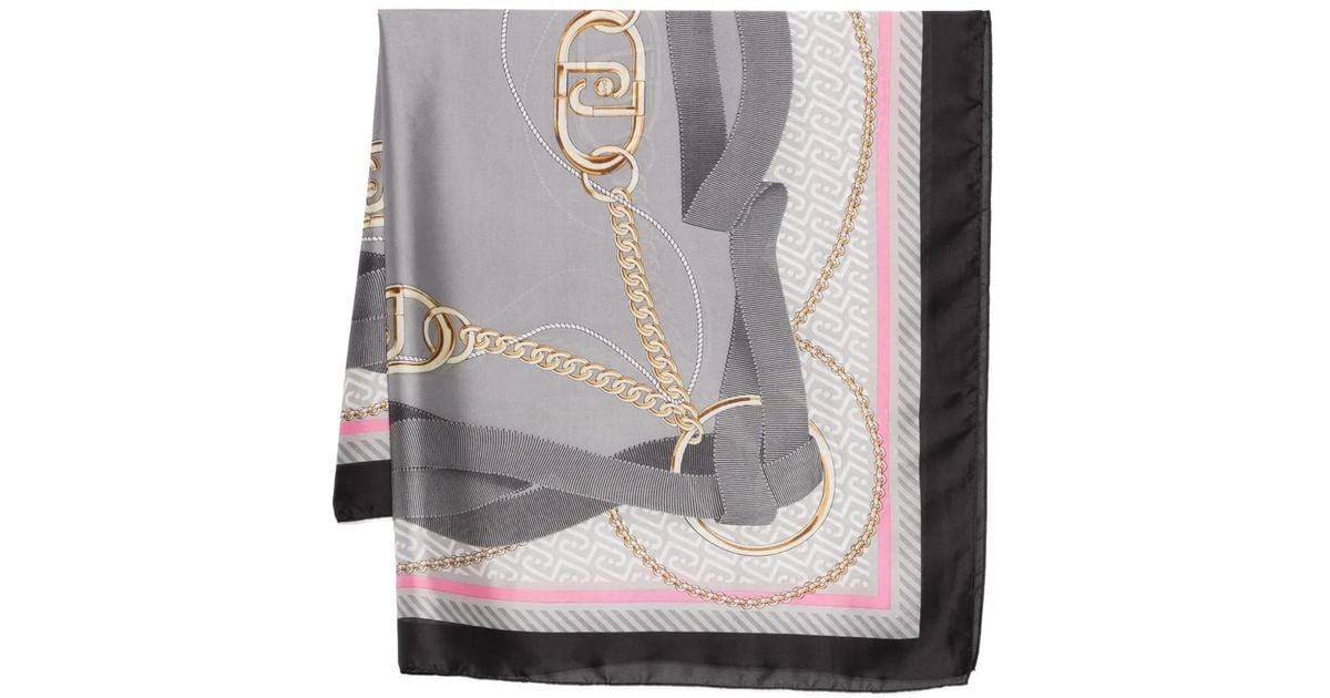 Liu Jo Chain Graphic Scarf in Grey | Lyst UK