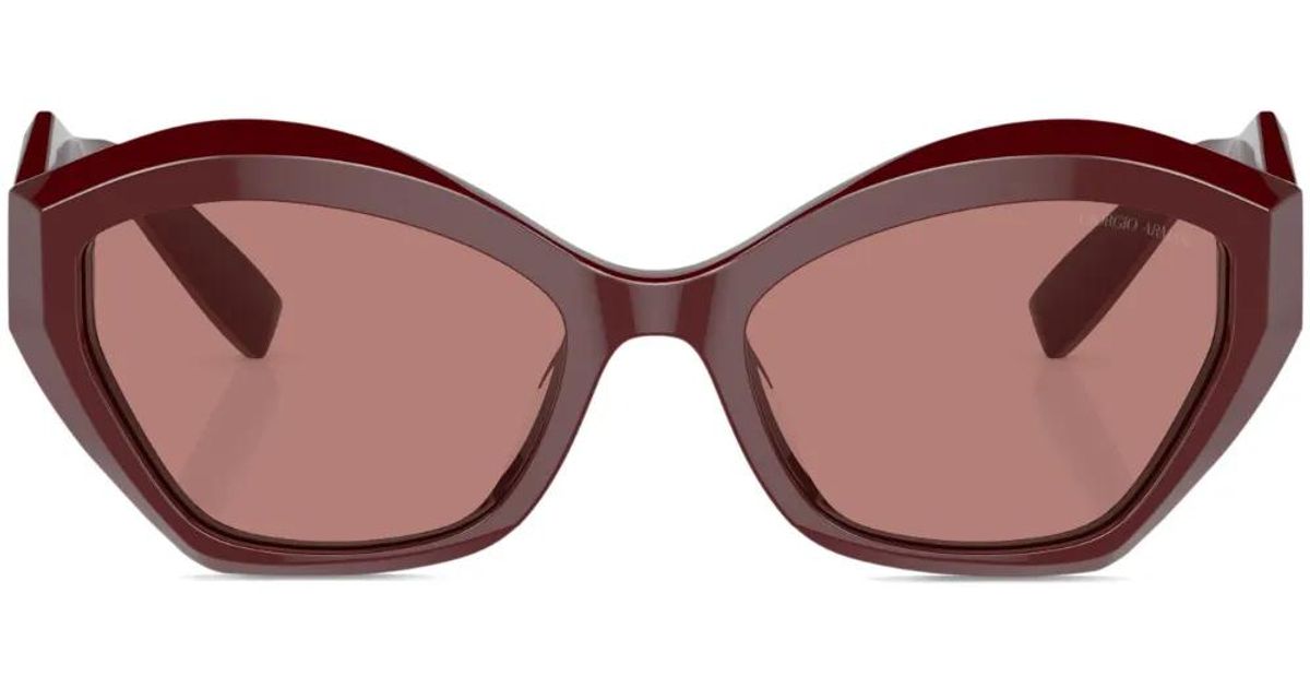 Giorgio Armani Logo-Plaque Tinted-Lenses Sunglasses in Red | Lyst
