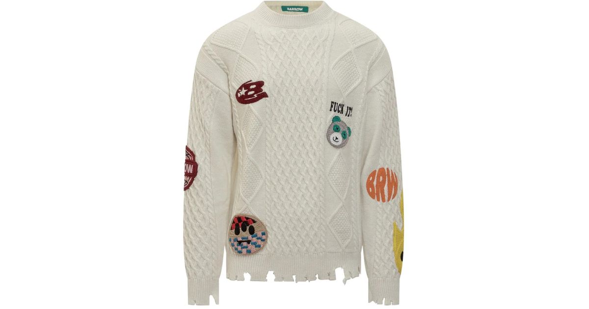 Barrow Appliqué Distressed Jumper in Grey | Lyst UK