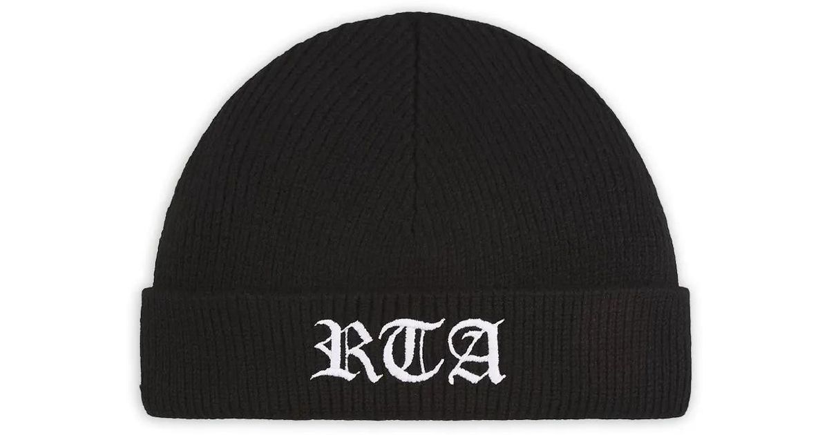 RTA Zion Old-English Beanie Hat in Black for Men | Lyst