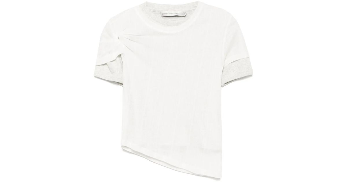 Christopher Esber Sheer Ribbed T-Shirt in White | Lyst