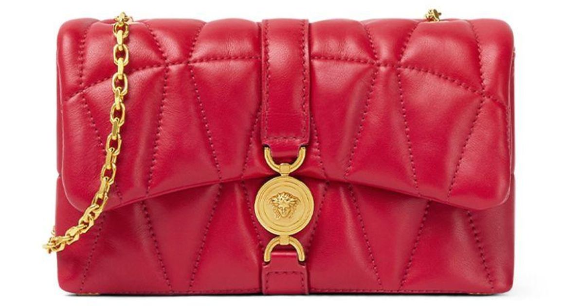 Versace Kleio Quilted Crossbody Bag in Red | Lyst