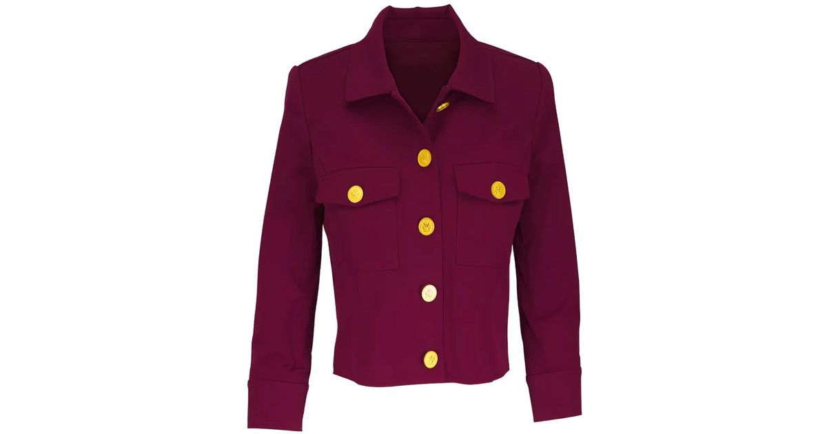 L'Agence Kumi Button-Fastening Cropped Jacket in Purple | Lyst UK