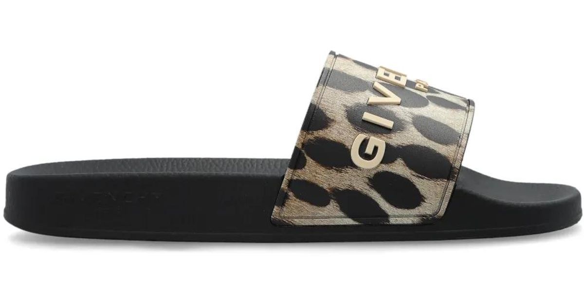 Givenchy Leopard-Print Slides in Natural | Lyst